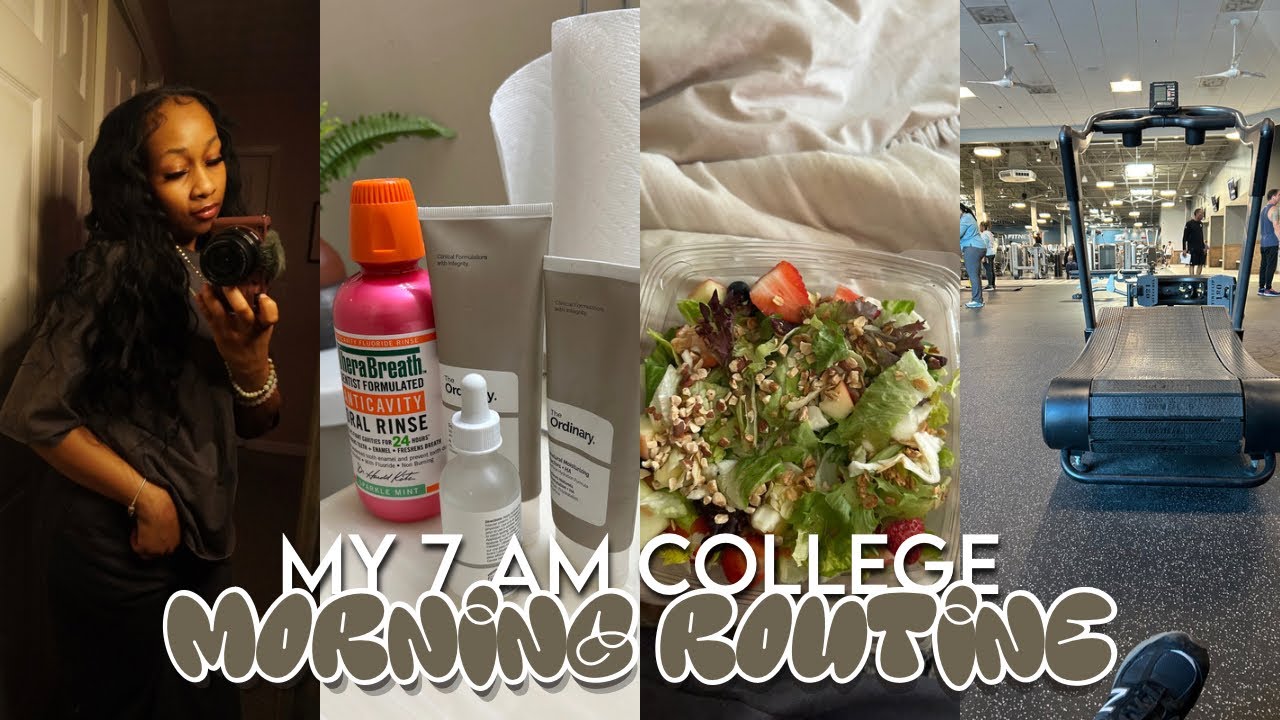 my 7AM COLLEGE MORNING ROUTINE ♡skin care, grwm, gym, mini vlog + more ...