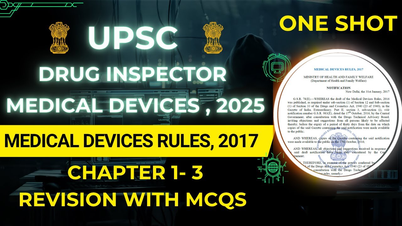 MUST WATCH Before UPSC Drug Inspector Exam | Medical Devices Rules 2017 ...