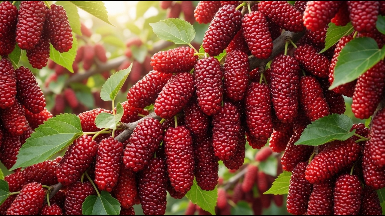 Giant Mulberry Red Harvest 🍇 | How Super Big Mulberry Red Fruits Are ...