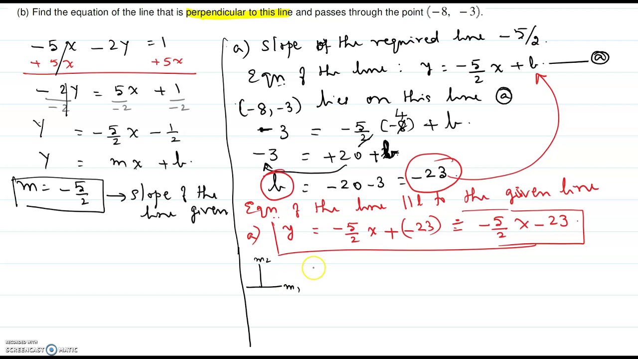 9. Writing equations of lines parallel and perpendicular to a given ...