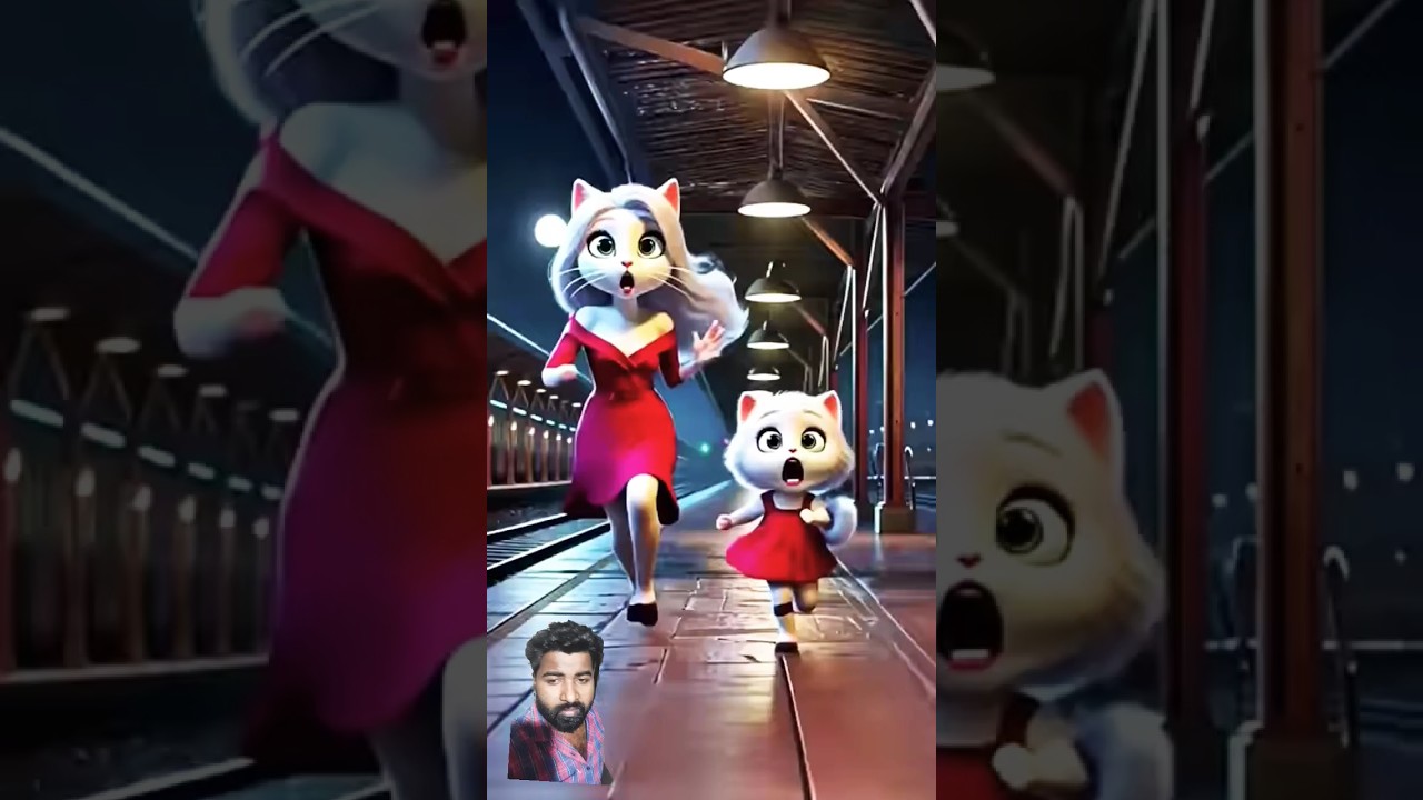 Cute Cat and Kitten see a ghost at haunted train station caused by ...