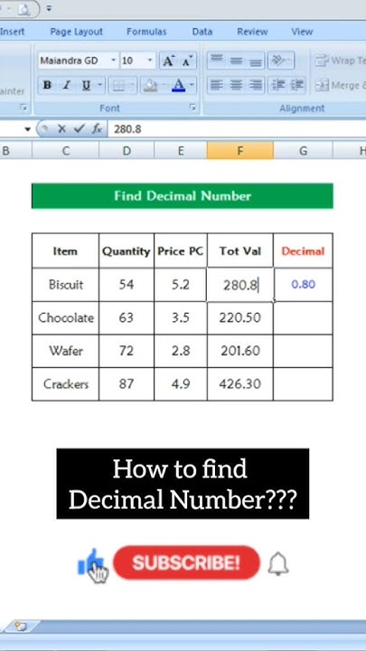 How to find Decimal Number in excel #shorts - YouTube