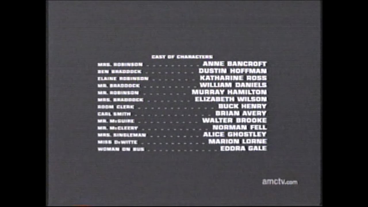 The Graduate (1967) End Credits (AMC 2005) - YouTube