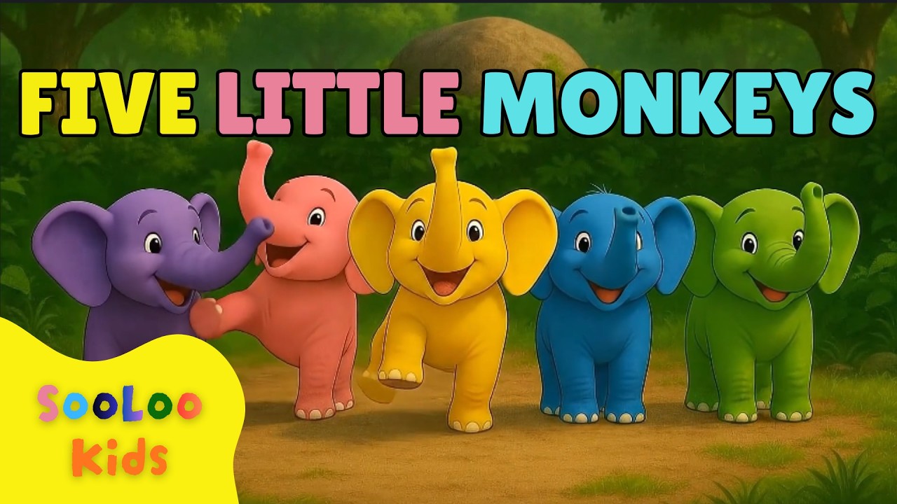 Five Little Elephants Marching Slow 🐘 | Nursery Rhyme for Kids ...