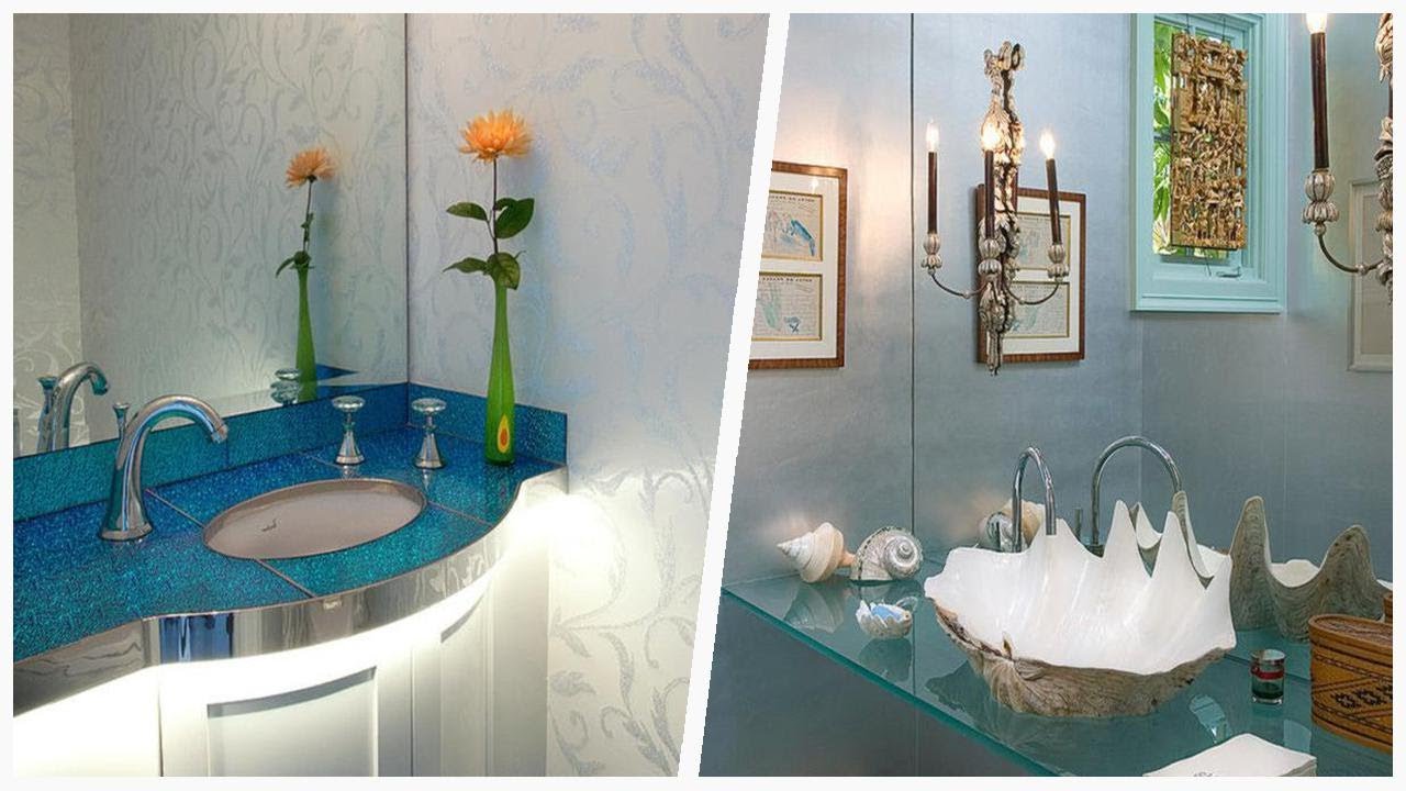 75 Powder Room With Multicolored Countertops And Turquoise Countertops ...