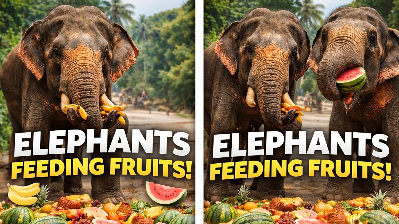 Unbelievable! Big Elephants Enjoying Sweet Fruit Treats 🍉🐘 - YouTube