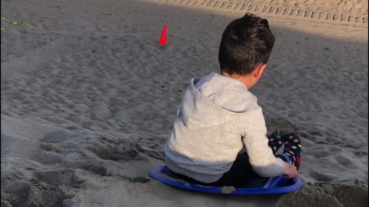 SAND SLEDDING | Hermosa Beach, CA - YouTube