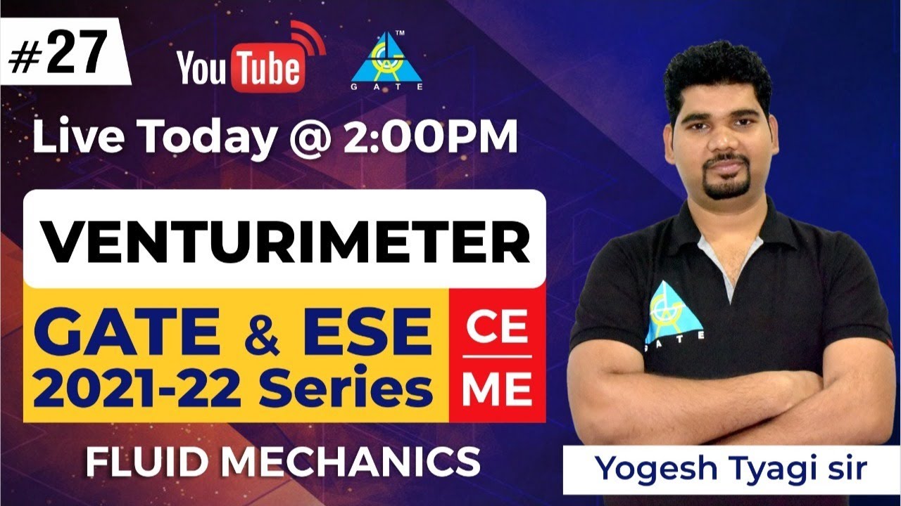 Venturimeter | by Yogesh Tyagi Sir | Fluid Dynamics | Fluid Mechanics | ME & CE | GATE & ESE ...