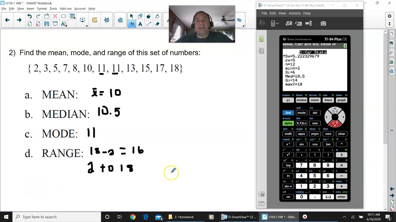 ALGEBRA (U11L1) HW - Finding Measures of Central Tendency and Standard ...