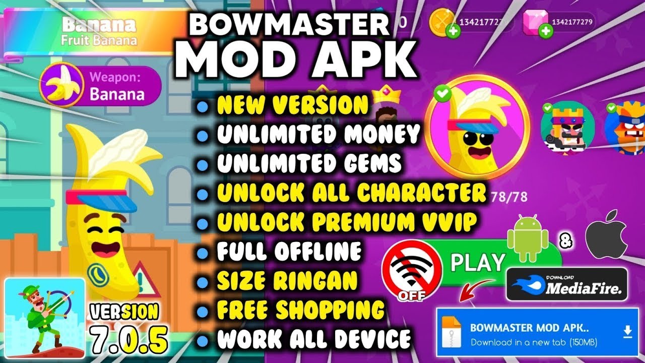 BowMasters Mod APK v7 1 5 🎯 Unlimited Coins + All Characters Unlocked ...