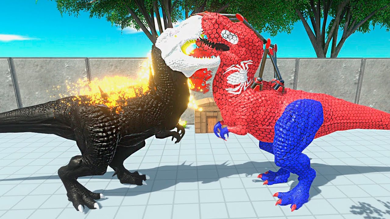 SPIDER-MAN vs GHOST RIDER T-REX DEATH RUN - Animal Revolt Battle ...