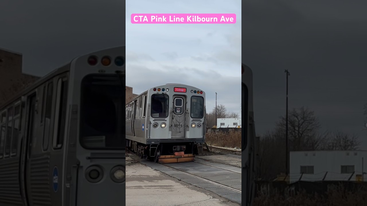 CTA Pink Line train eastbound at the Kilbourn Ave grade crossing. # ...