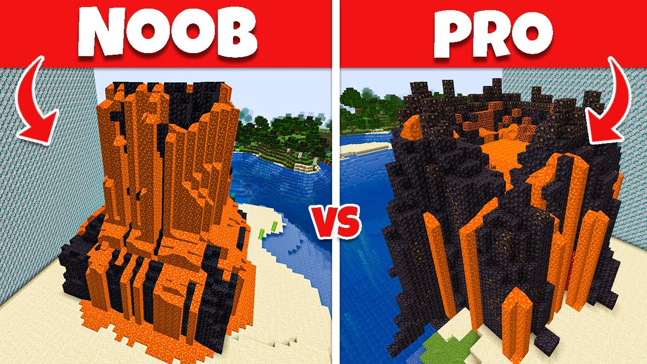 Aphmau Crew builds a VOLCANO SECRET BASE | NOOB vs PRO - YouTube