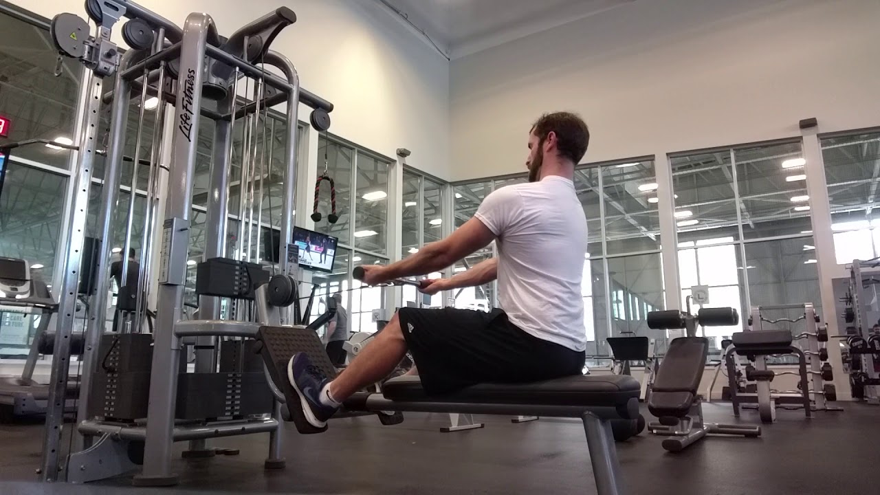 Online Personal Trainer. Back and arms exercise. Seated Underhand Cable ...