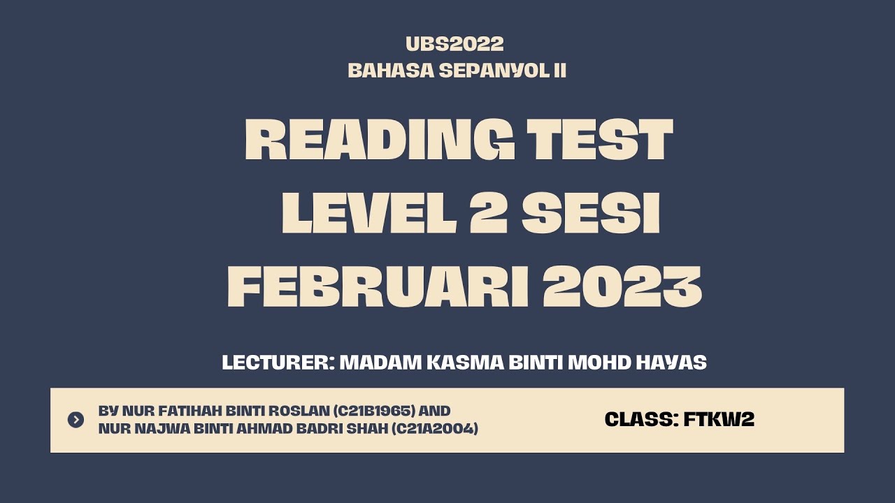 UJIAN MEMBACA LEVEL 2 - FTKW 2 - YouTube