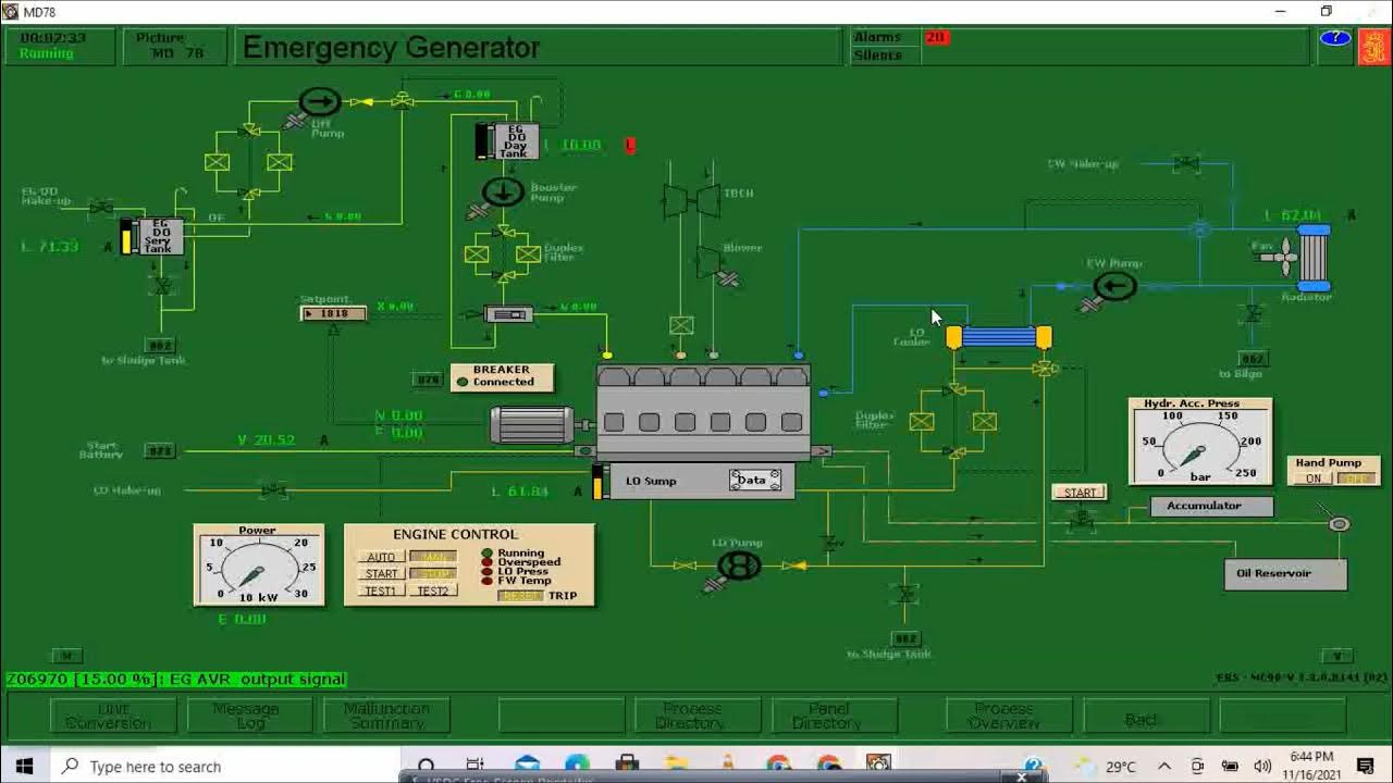 EWK- Maintenance Start of Emergency Generator Kongsberg Simulator - YouTube
