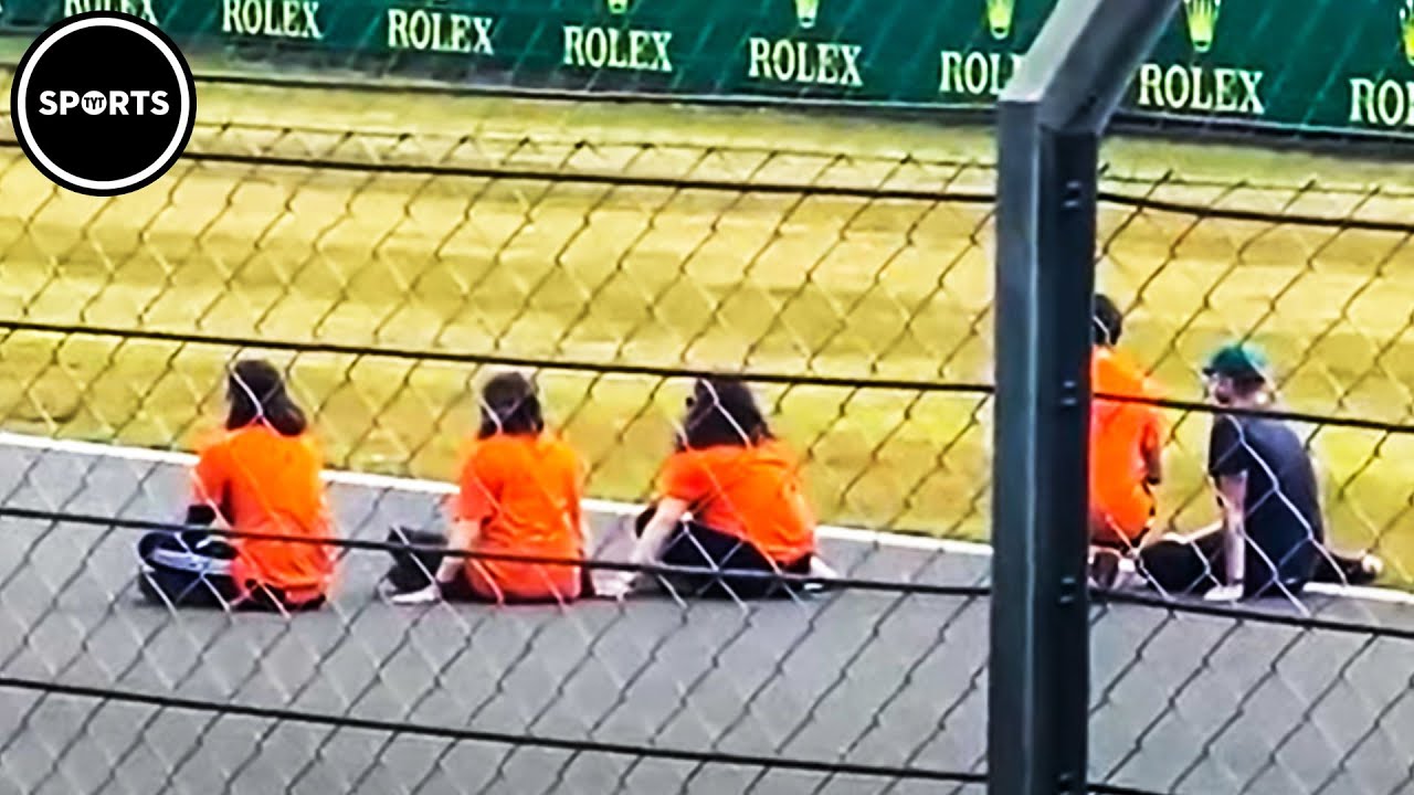 WATCH: Protesters Disrupt F1 Race In Dangerous Way - YouTube