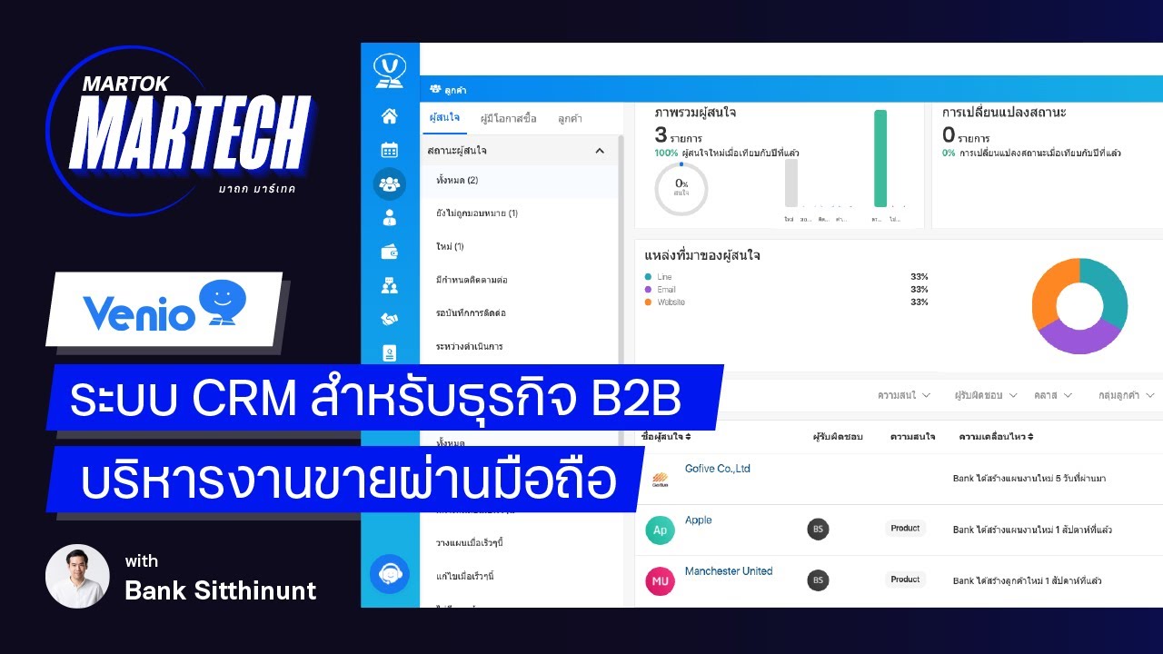 เดโม่ Venio CRM ระบบ CRM สำหรับธุรกิจ B2B บริหารงานขายผ่านมือถือ - YouTube