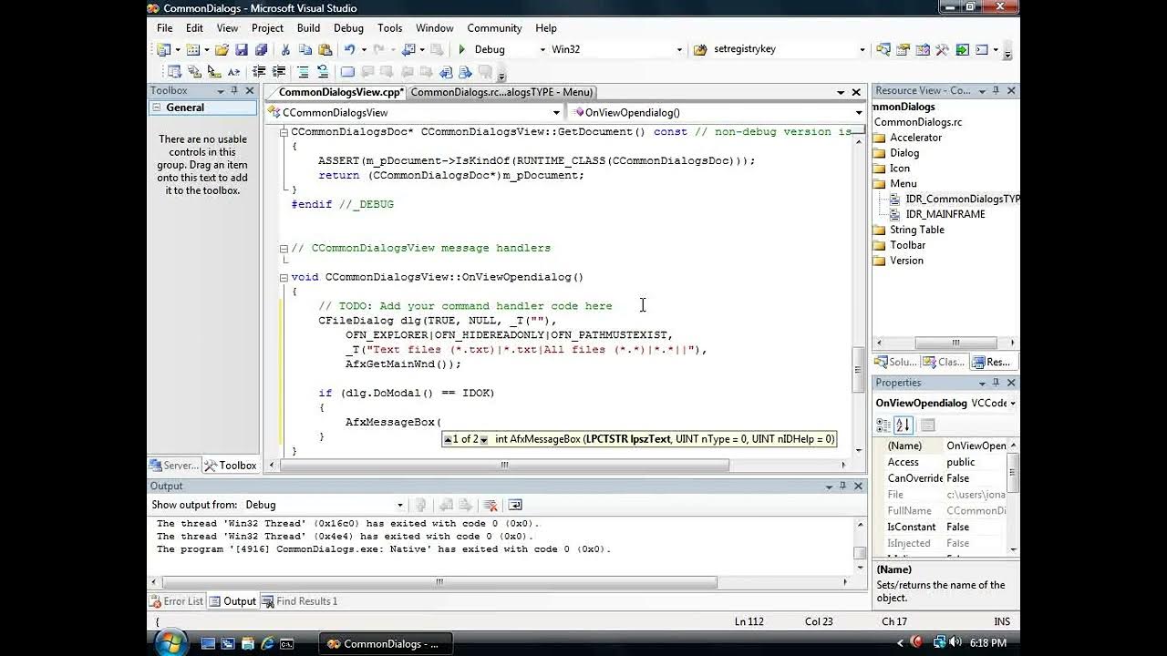 23 Use MFC Classes for Accessing a Windows Common Dialog Box - YouTube