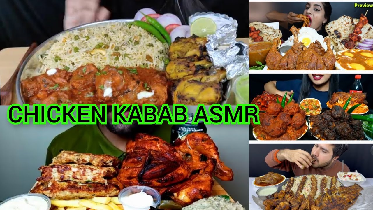 ‼️ASMR EATING SPICY🔥 CHICKEN KABAB WITH RICE LACHHA PARATHA FISH MUTTON ...