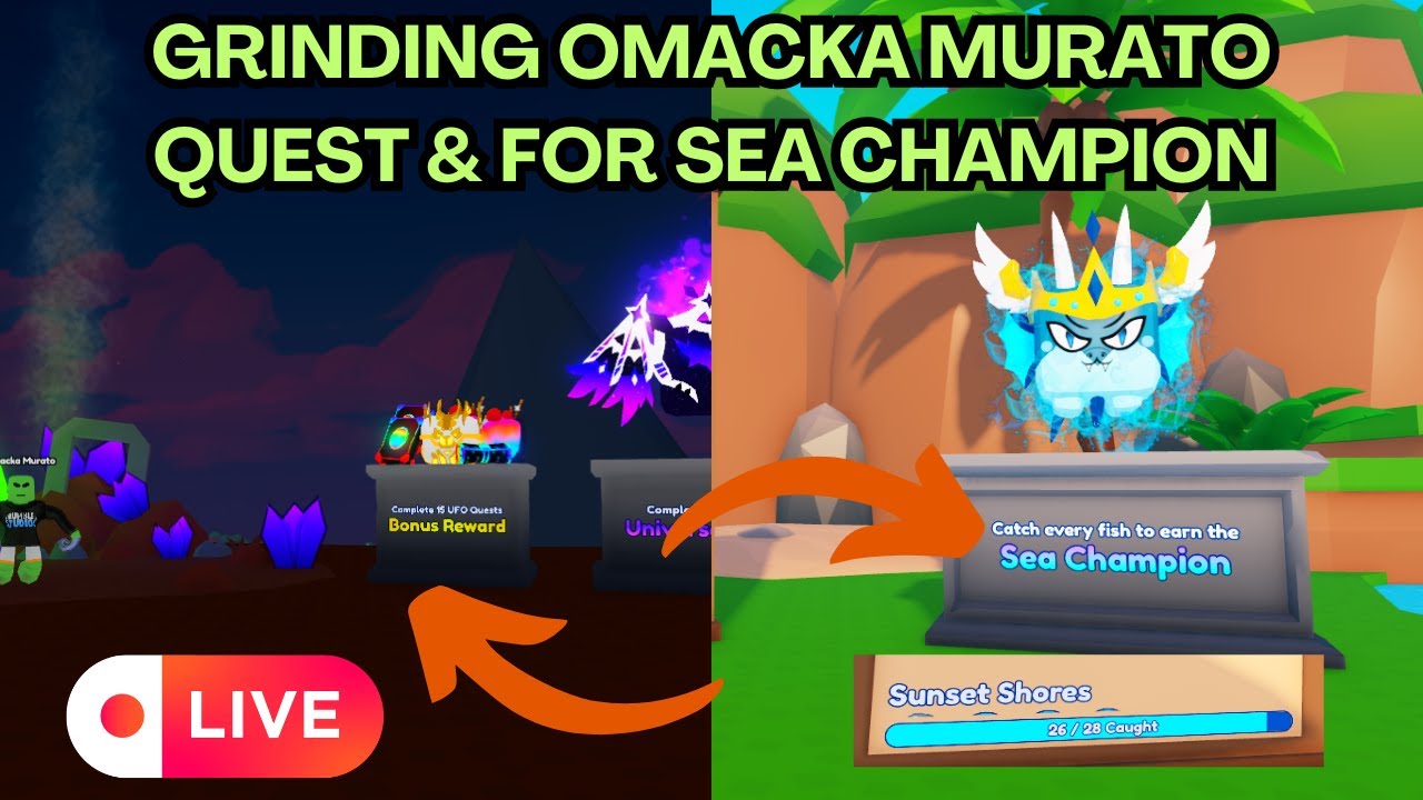 LIVE🔴 GRINDING OMACKA MURATO QUESTS + GRIND FOR SEA CHAMPION! (Roblox ...