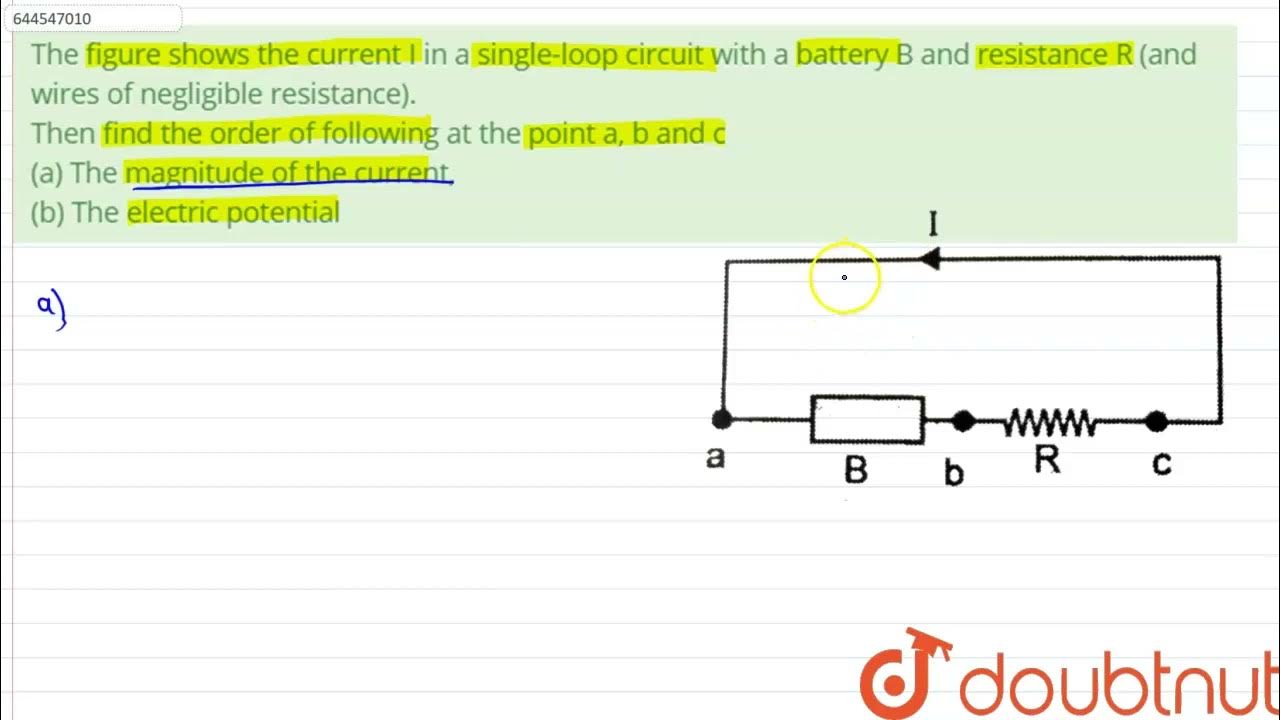 The figure shows the current I in a single-loop circuit with a battery B and resistance R (and w ...