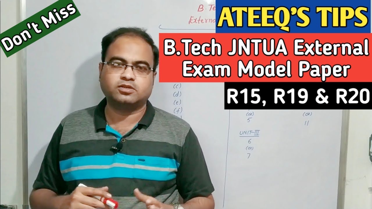 B.Tech (R15, R19 & R20) JNTUA External Exam Model Paper 🔥 - YouTube