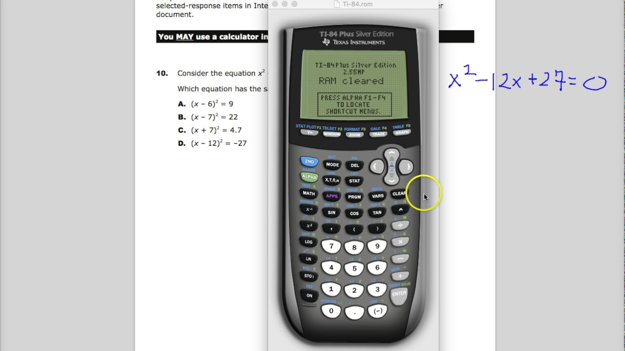 Question 10 - Integrated Math 2 - (Question 17 - Algebra 1) - TNReady ...