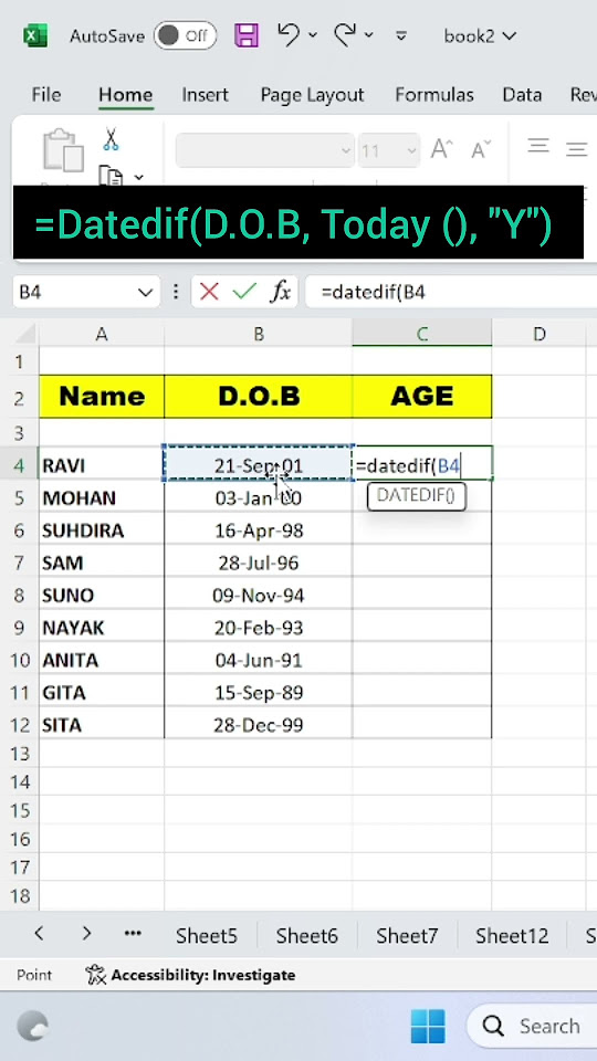 Advanced Excel Tricks: How to Use the DATEDIF Formula for Interviews #ExcelTips #Tutorial - YouTube