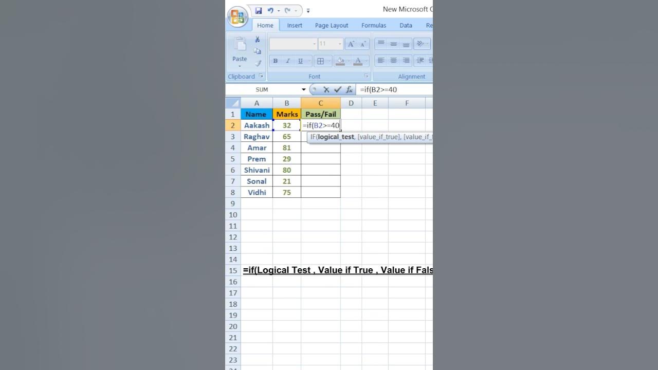 If Function MS Excel, Excel Formula #msexceltutorial #msexceltips #msexceltricks - YouTube
