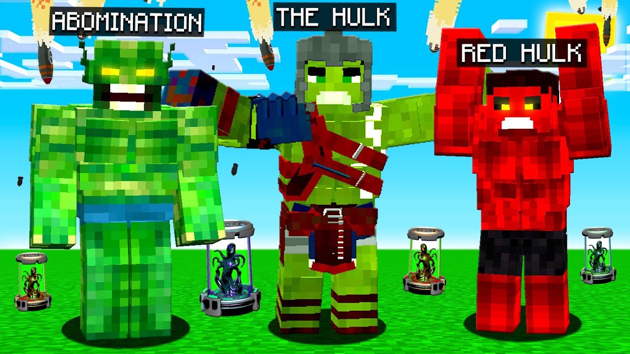 HULK vs ABOMINATION vs RED HULK MINECRAFT BATTLE! - YouTube