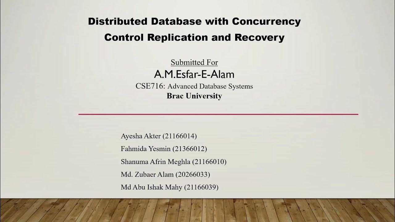 Distributed Database with Concurrency Control Replication and Recovery ...