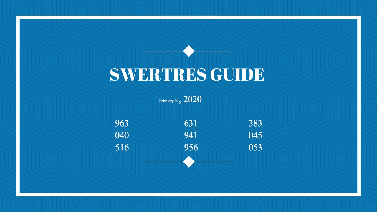 Swertres Guide February 07 2020 - YouTube
