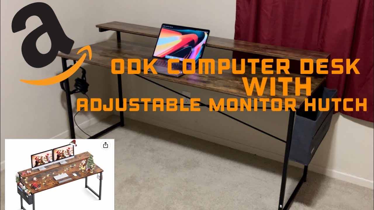 ODK Computer Desk with Monitor Hutch 63 Inch - YouTube