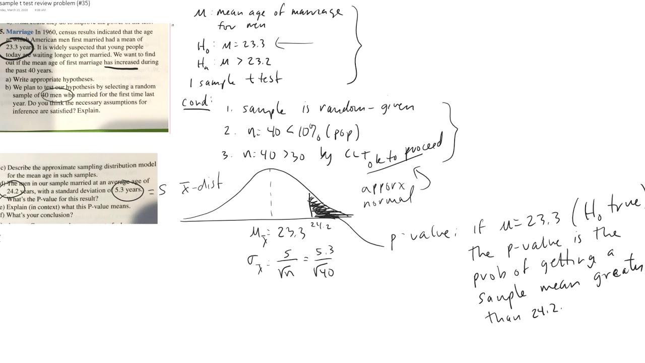 1 sample t test and review - YouTube