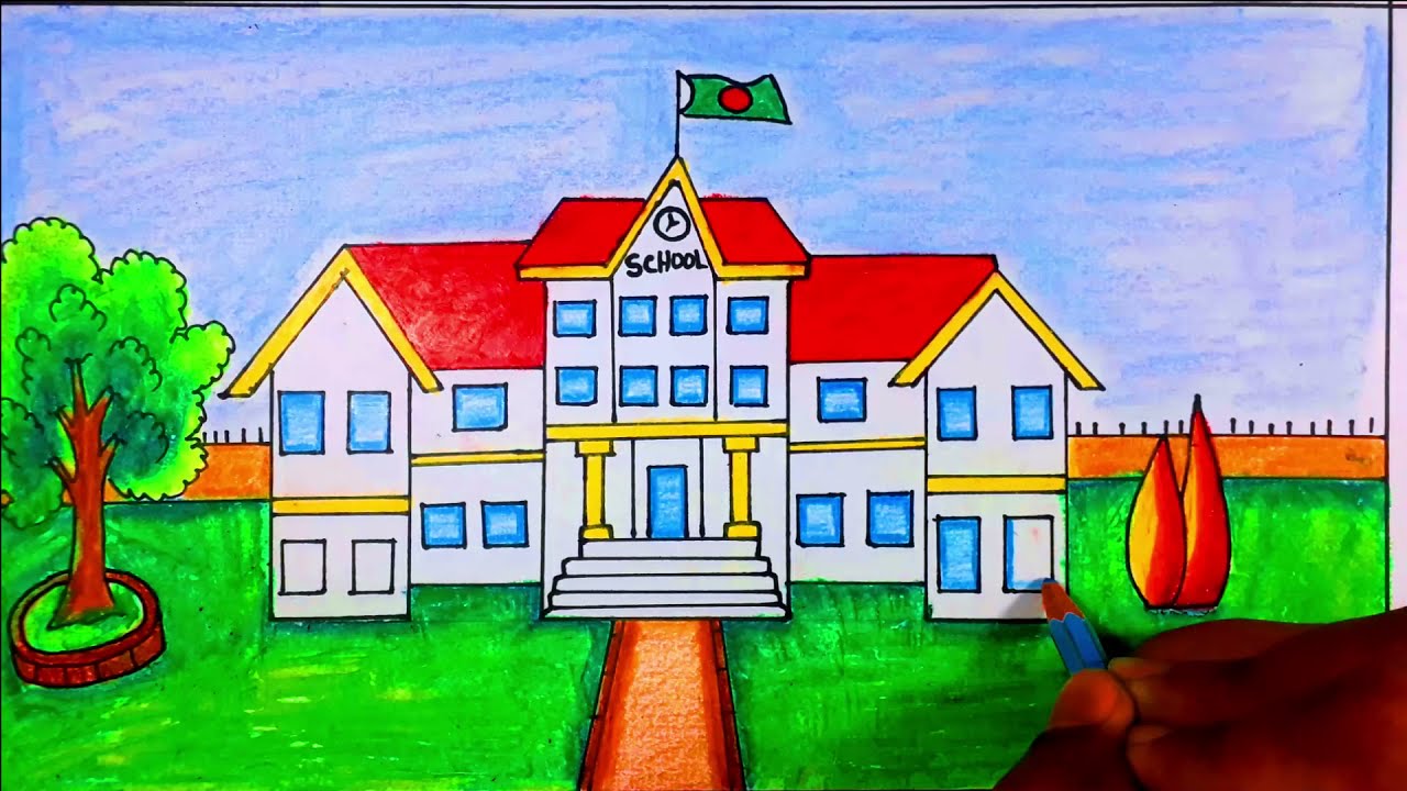 My School Drawing For Kids KIDS After School Art Drawing & Sketching