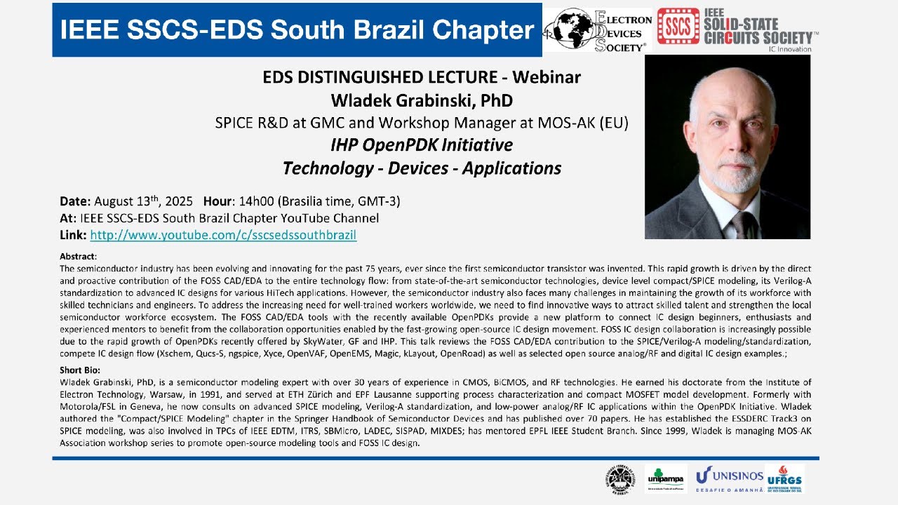 EDS DISTINGUISHED LECTURE - IHP OpenPDK Initiative - Dr. Wladek ...