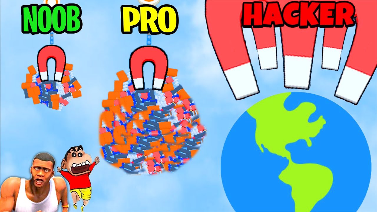 NOOB vs PRO vs HACKER in ULTIMATE MAGNET with SHINCHAN and CHOP - YouTube
