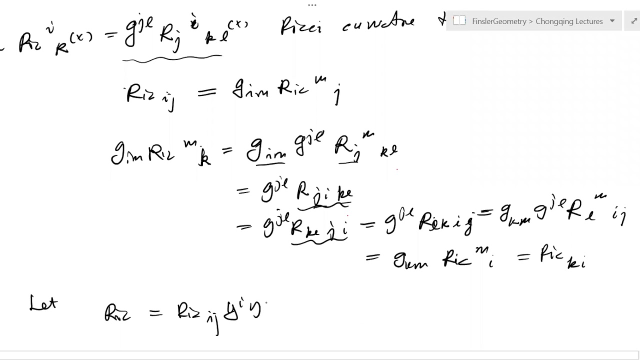 Ricci Curvature Tensors In Finsler Geometry - YouTube