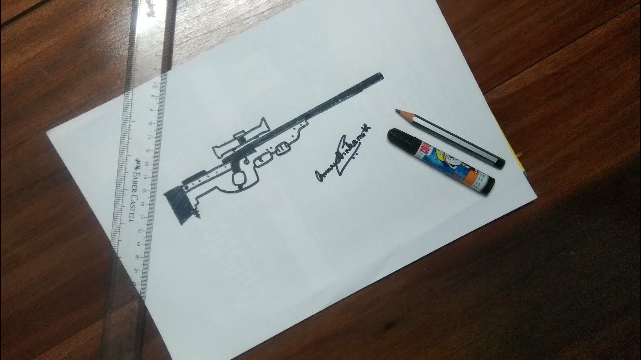 How to draw AWM from PUBG MOBILE - YouTube