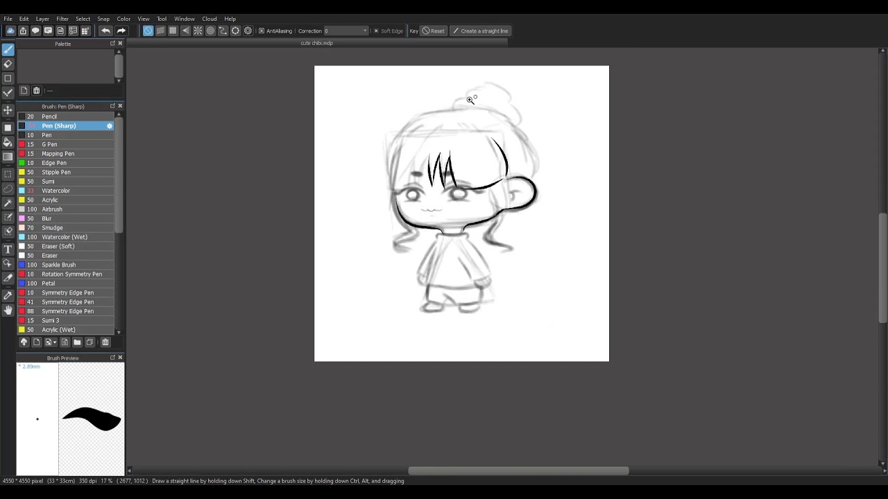 How to draw cute chibi (SPEED LINEART) Medibang program - YouTube