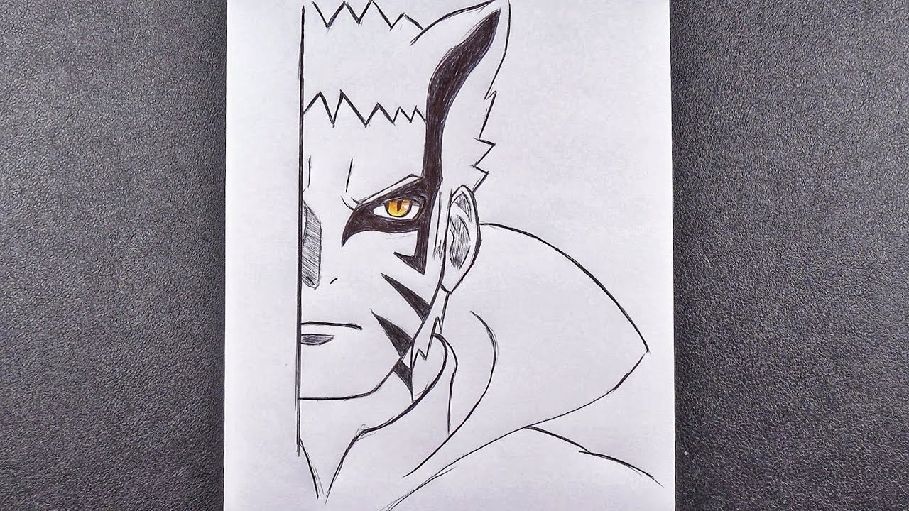 how to draw Naruto barion mode || easy drawing with aram - YouTube