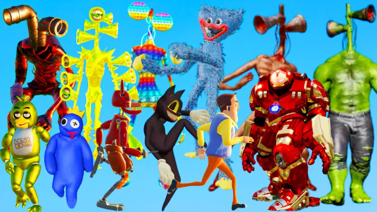 Siren Head PopIt Head Huggy Wuggy Hello Neighbor Cartoon Cat reinbow ...