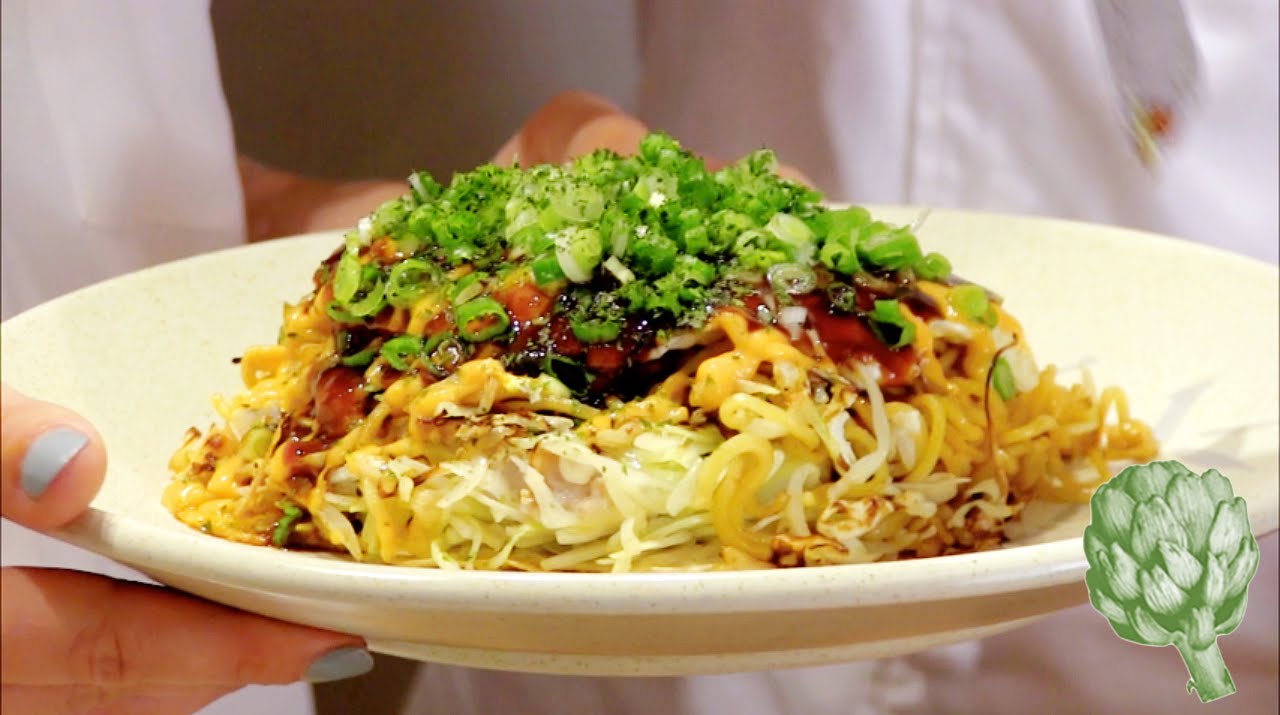 Building a Savory Japanese Pancake (Okonomiyaki) | Potluck Video - YouTube