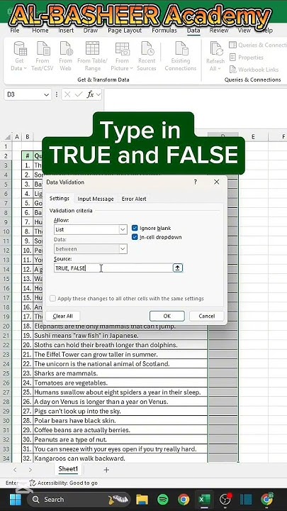 Simple Data Validation Trick in Excel.#al_basheer_academy #msexcel #Excel #exceltips # ...