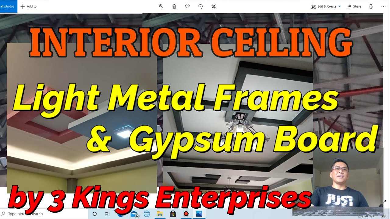 INTERIOR CEILING using Light Metal Frames & Gypsum Board - YouTube