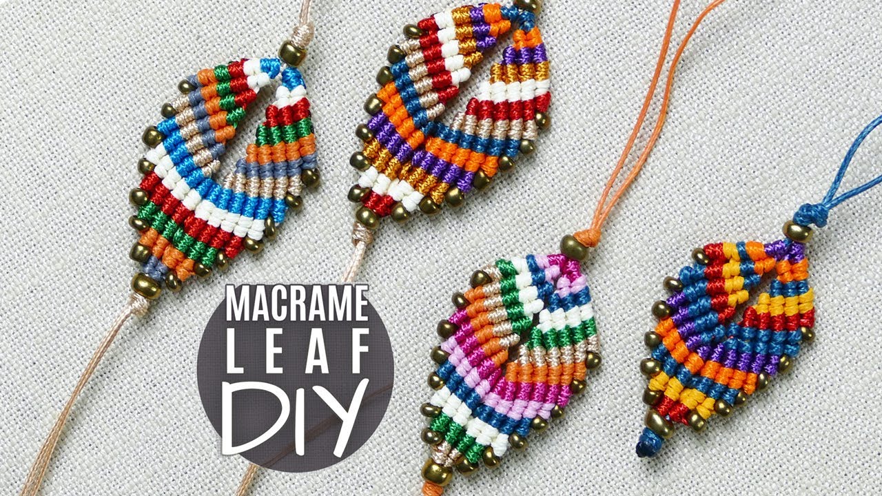 Multicolored Macrame Leaf DIY Bracelet, Keychain, Earrings - YouTube