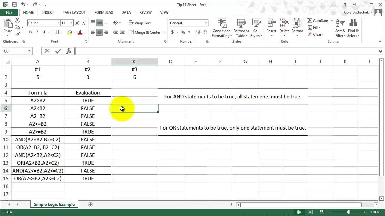 Excel Tip 17 Logic (AND and OR) Formulas - YouTube