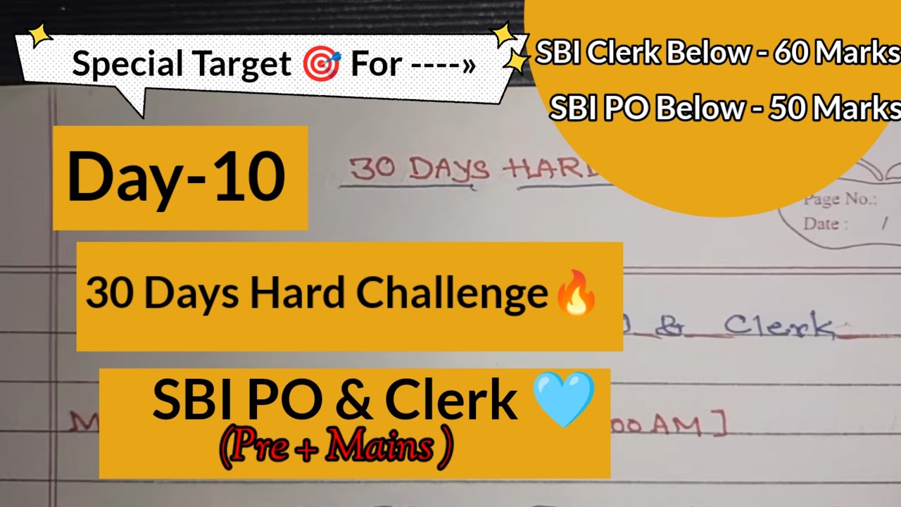 "Day-10 | 30 Days Hard Challenge 🔥 | SBI PO & Clerk Preparation | Speed ...