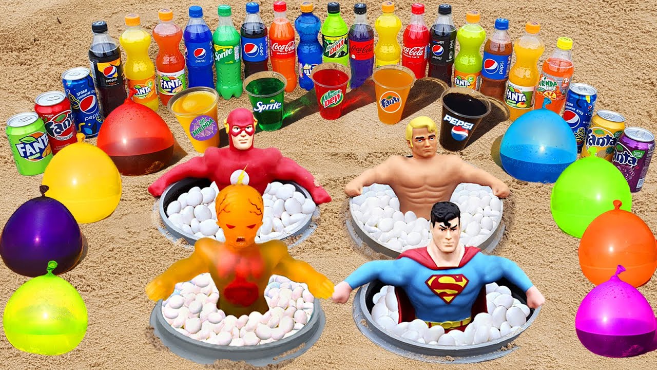 Superheroes VS Colorful Toothpaste Eruption from Coca Cola, Dr Pepper ...